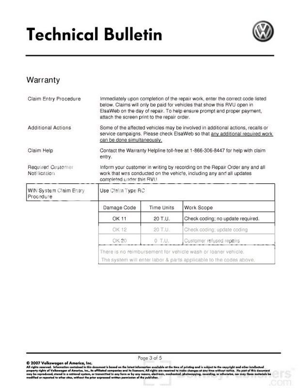 Central Electronics newest TSB. Has VW gone mad? | VW Vortex ...